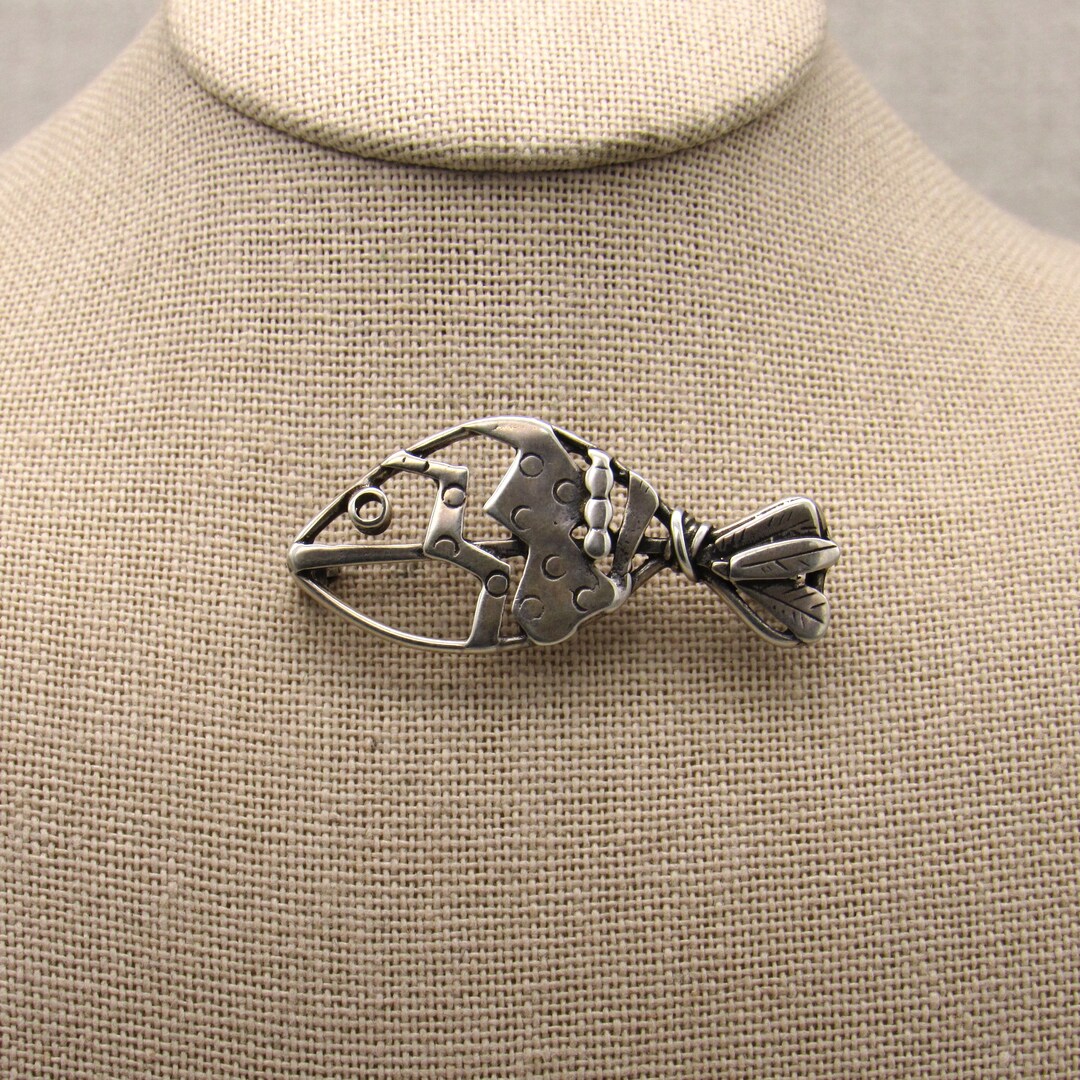 Whimsical Sterling Silver Fish Pin + - Etsy