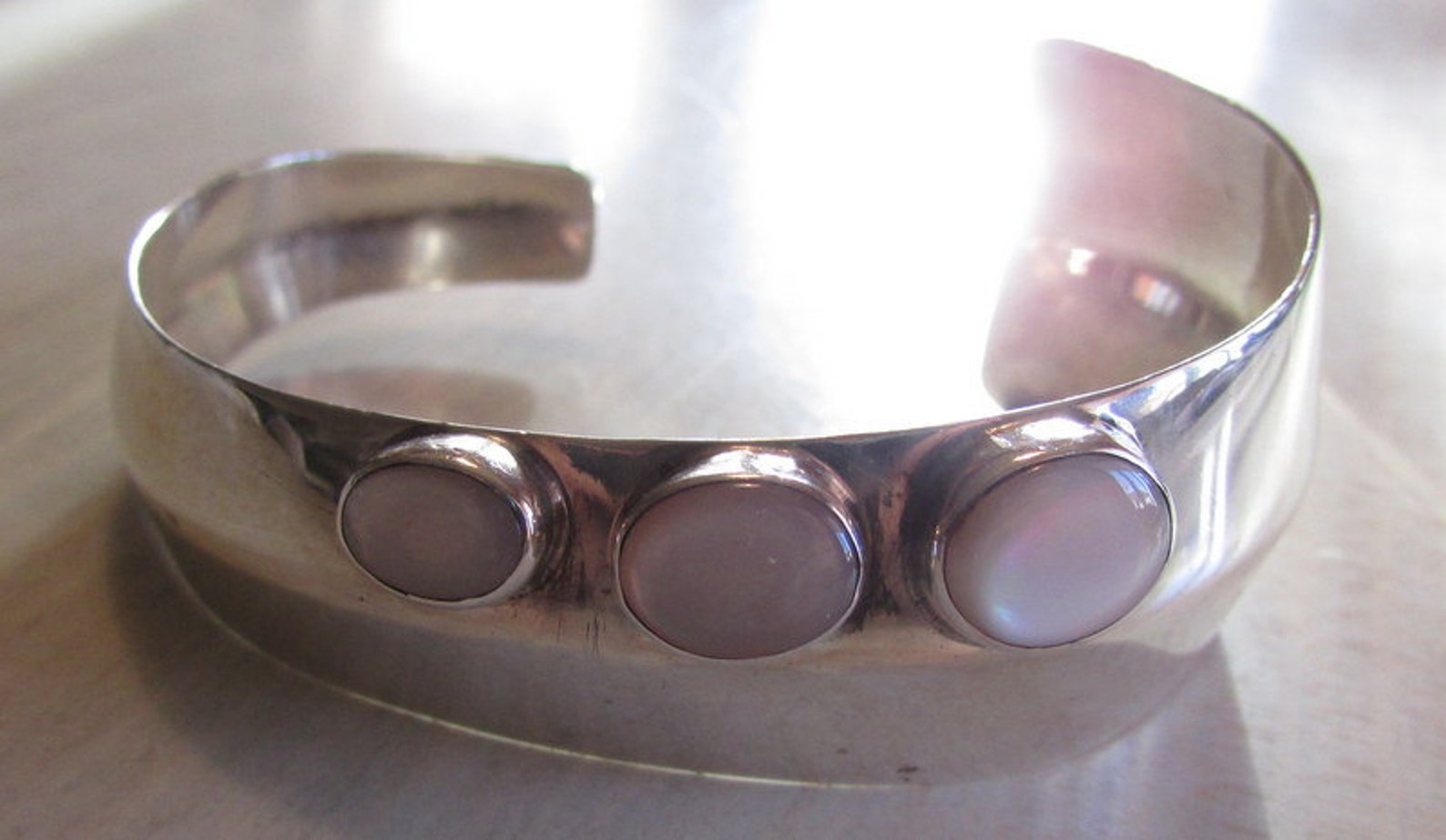 Navajo Sterling Silver and Pink Mussel Shell Cuff Bracelet | Etsy