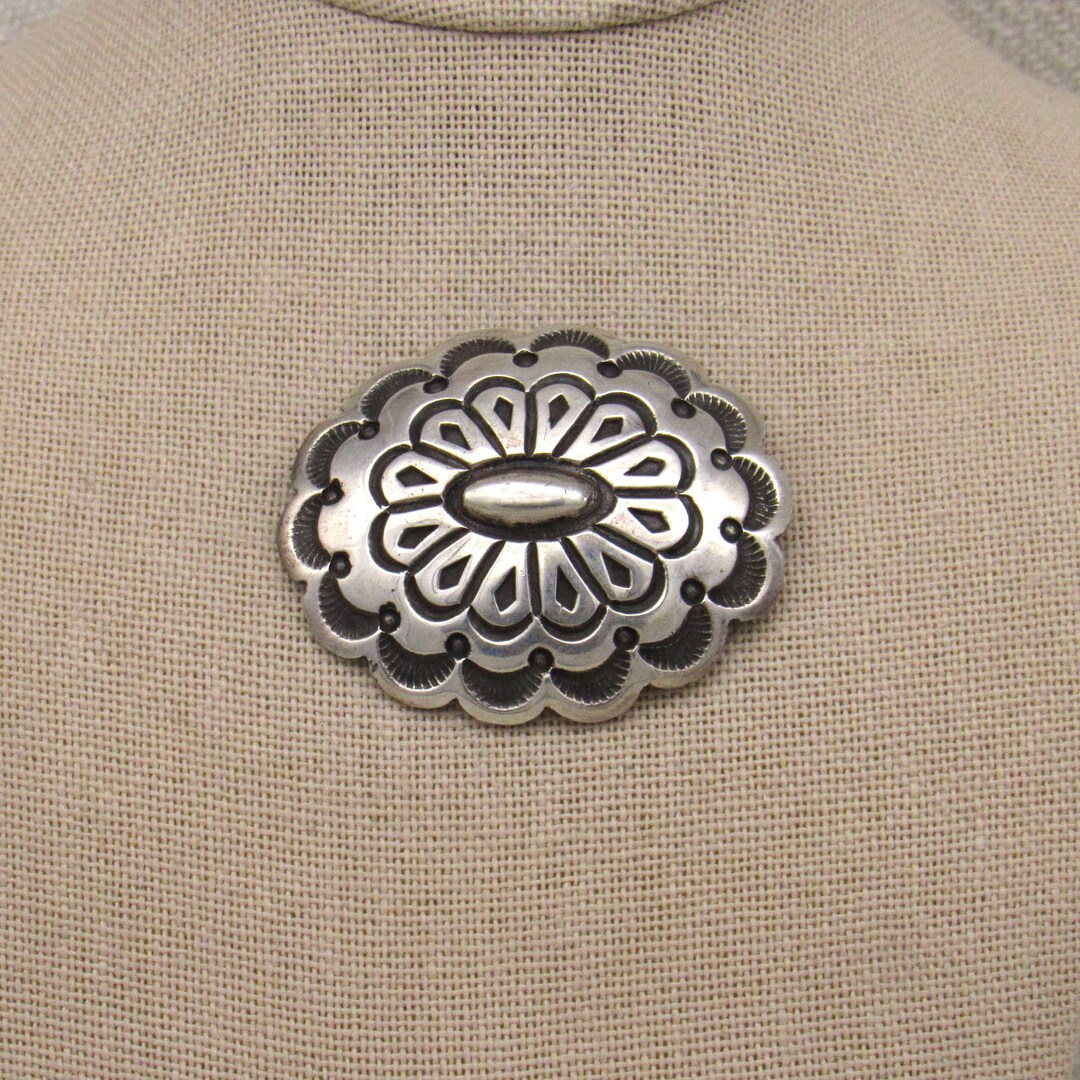 Southwest Sterling Silver Concho Pin + - Etsy