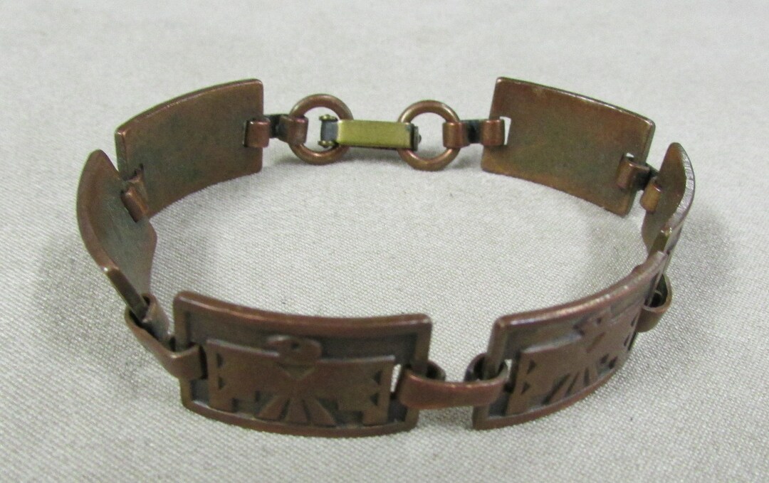 Copper Link Bracelet With Thunderbirds + - Etsy
