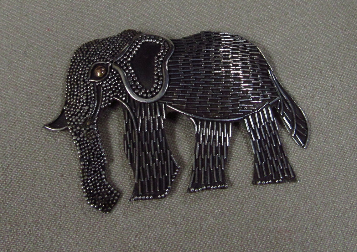 Adorable Sterling Silver Elephant Pin + - Etsy