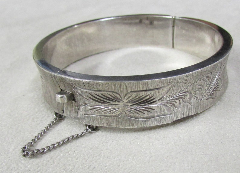 Sterling Silver Hinged Diamond Cut Bangle Bracelet From Mexico - Etsy