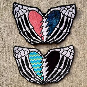 Skeleton Hand Heart Grateful Dead Patch With Lightning Bolt - Etsy