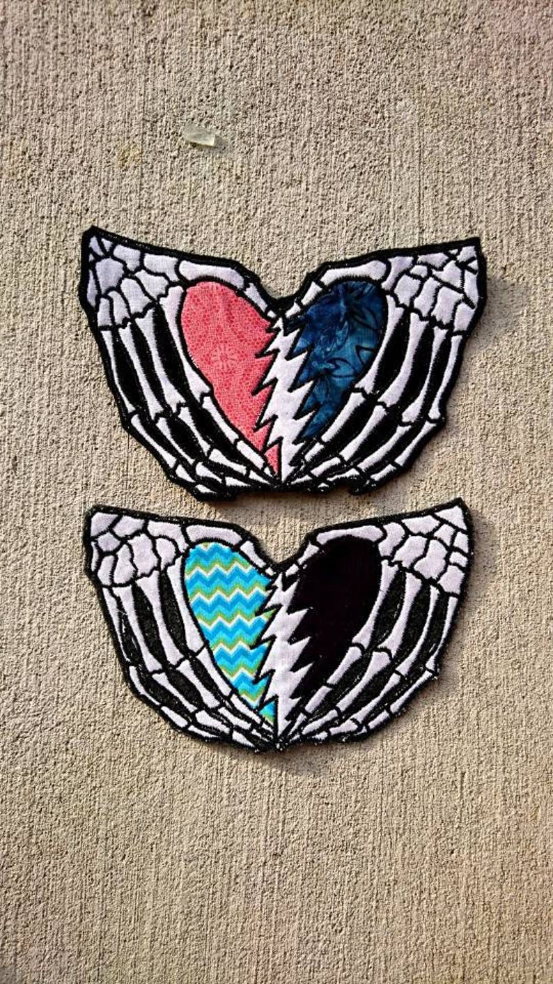 Skeleton Hand Heart Grateful Dead Patch With Lightning Bolt - Etsy