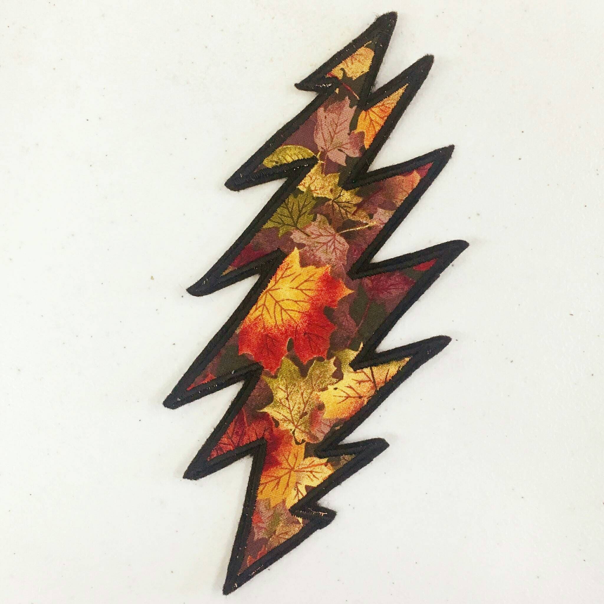 Autumn Grateful Dead Lightning Bolt Patch With Fall Leaves - Etsy