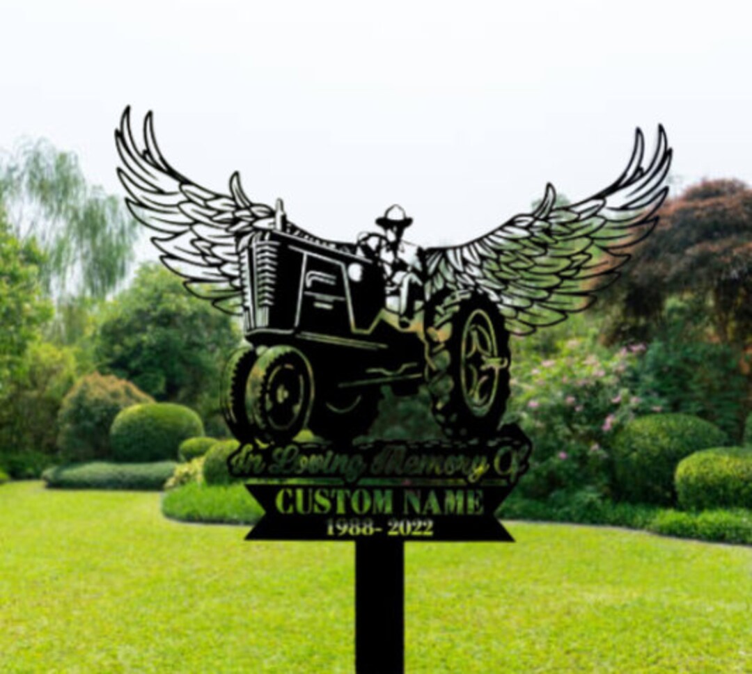 Custom Farmer on Tractor Memorial Stake, Personalized Memorial Garve ...