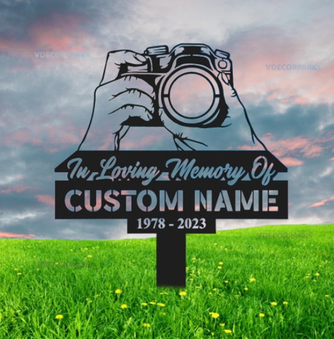 Custom Camera Photographer Memorial Stake, Camera Wall Decor, Sympathy ...