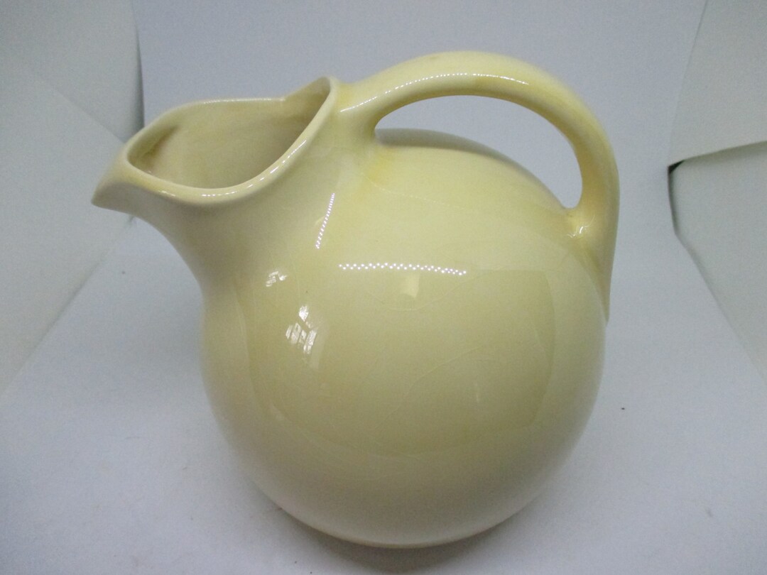 Vintage Pottery Yellow Tilt Ball Pitcher Water Iced Tea Milk - Etsy