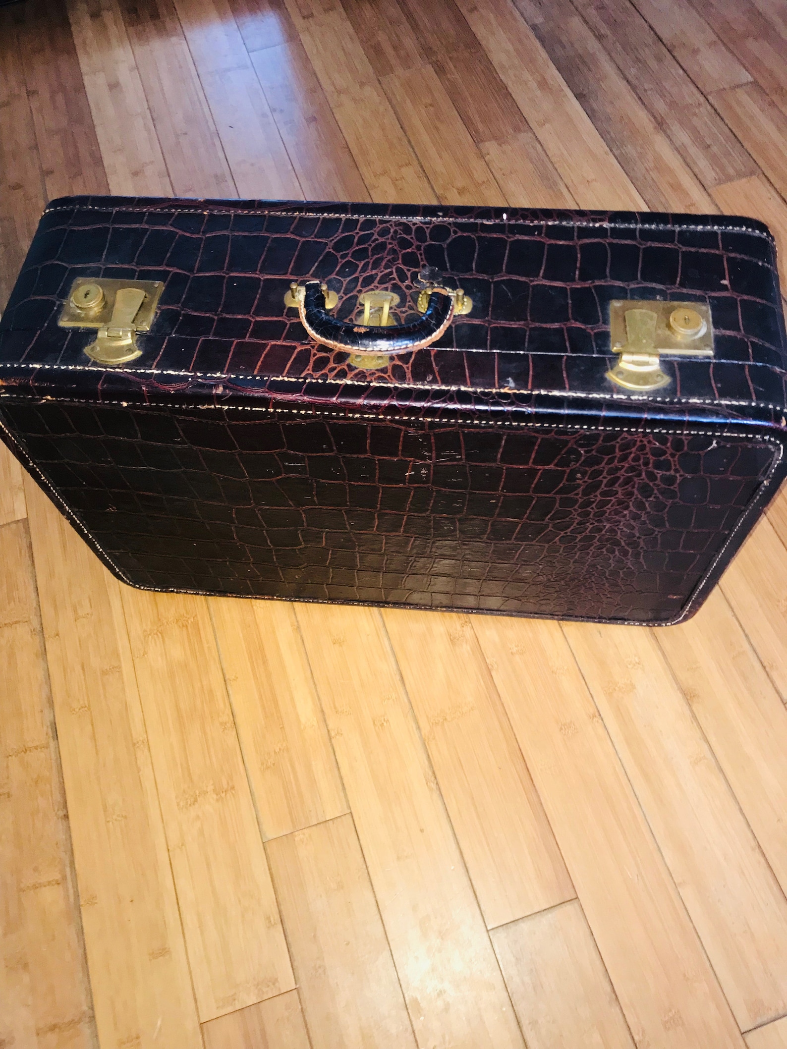 Antique Leather Train Case Luggage Storage Travel Overnight | Etsy