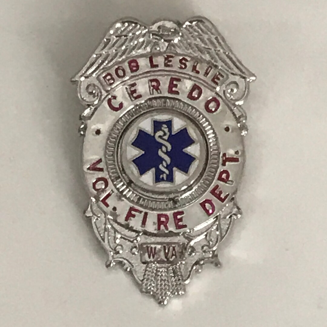 Obsolete Shield Badge Bob Leslie Ceredo Vol. Fire Department - Etsy