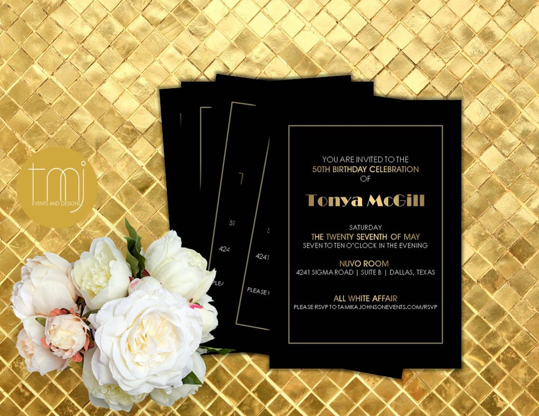 Invitation Noir et Or Simple et Élégant Qty 25 - Etsy France