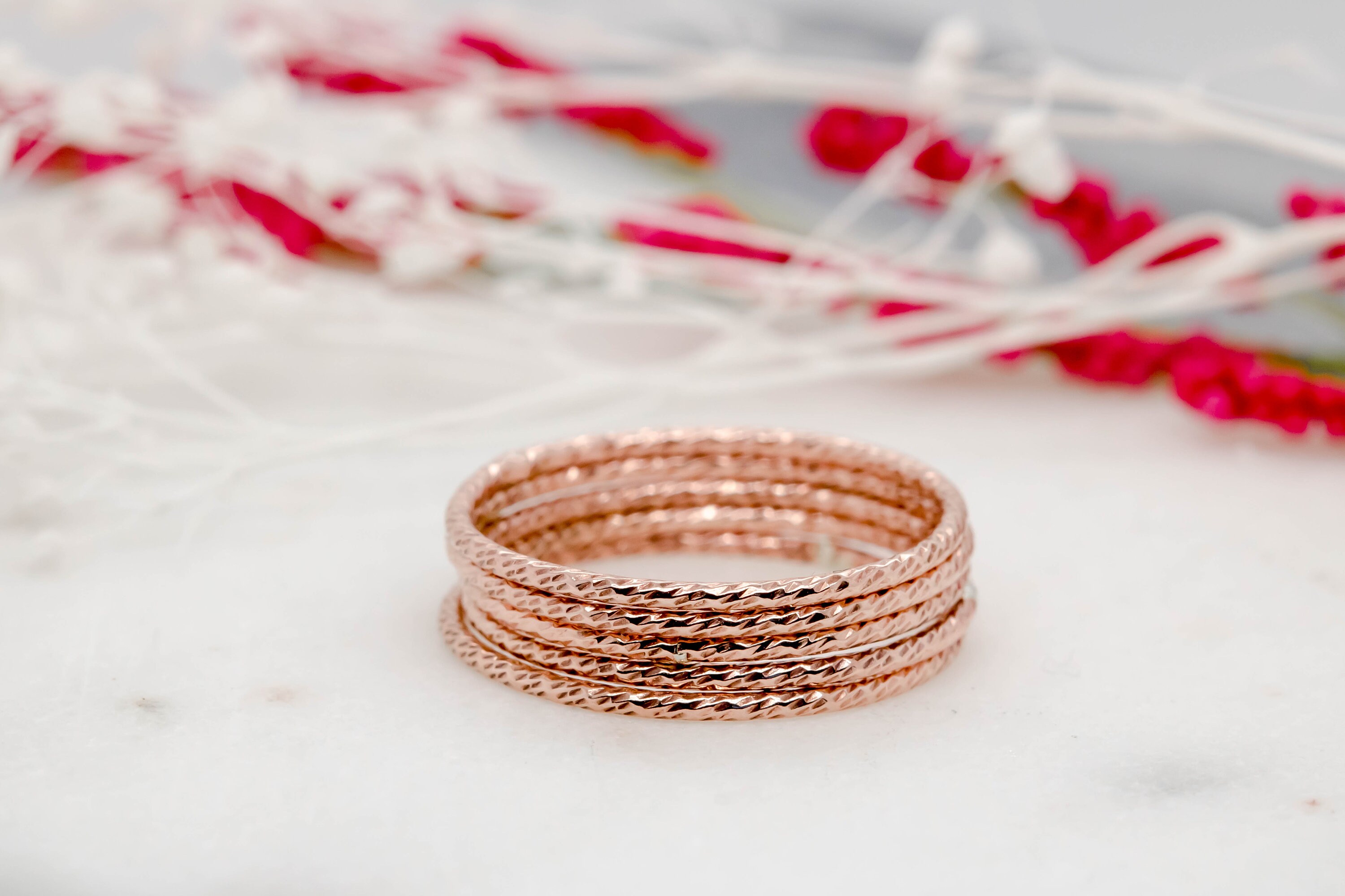 Rose Gold Sparkle Stacking Ring Stackable Ring textured | Etsy