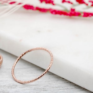 Rose Gold Sparkle Stacking Ring • Stackable Ring •textured Rings ...