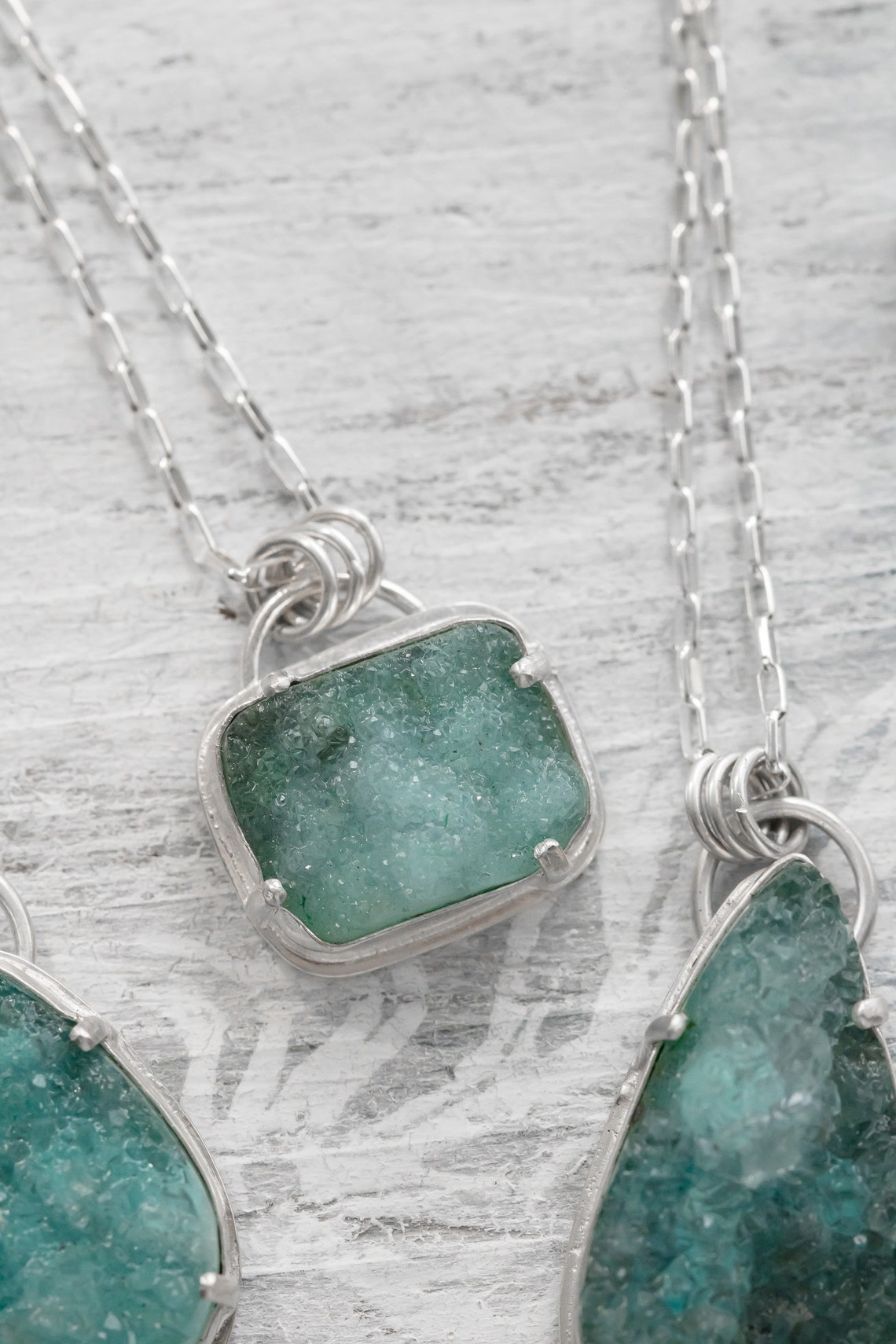 Gem Silica Chrysocolla Druzy Necklace OOAK One of a Kind - Etsy