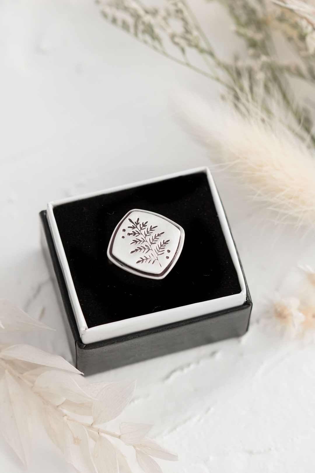 Handmade Sterling Silver Fern Pattern Ring Leaf Ring Nature Ring Forest ...