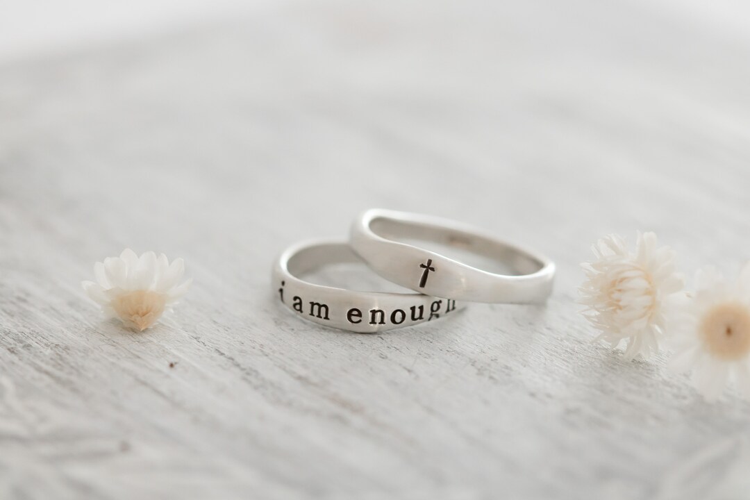 I Am Enough Sterling Silver Ring: Hand Stamped Affirmation Jewelry - Etsy