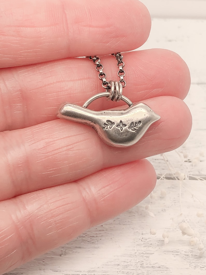 Sterling Silver Floral Bird Necklace • Bird Lover Gift • Nature Jewelry ...