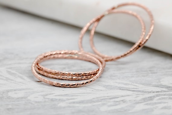 Rose Gold Sparkle Stacking Ring Stackable Ring textured | Etsy