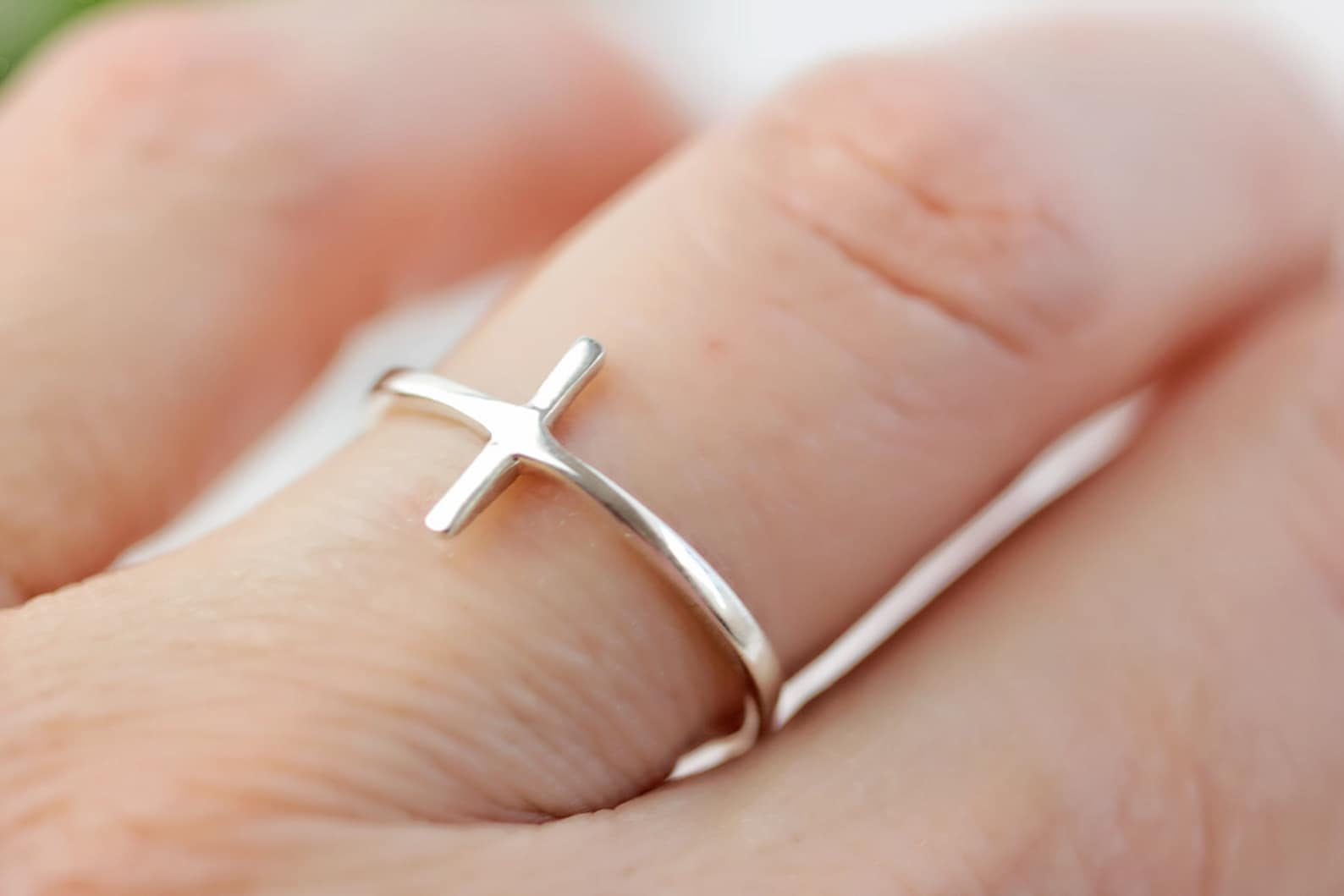 Sideways Cross Ring Sterling Silver Cross Ring Christian - Etsy