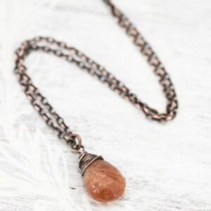 Sunstone Necklace, Sunstone Pendant, Copper Wire Wrapped, Sunstone ...