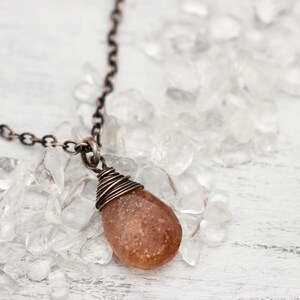 Sunstone Necklace, Sunstone Pendant, Copper Wire Wrapped, Sunstone ...