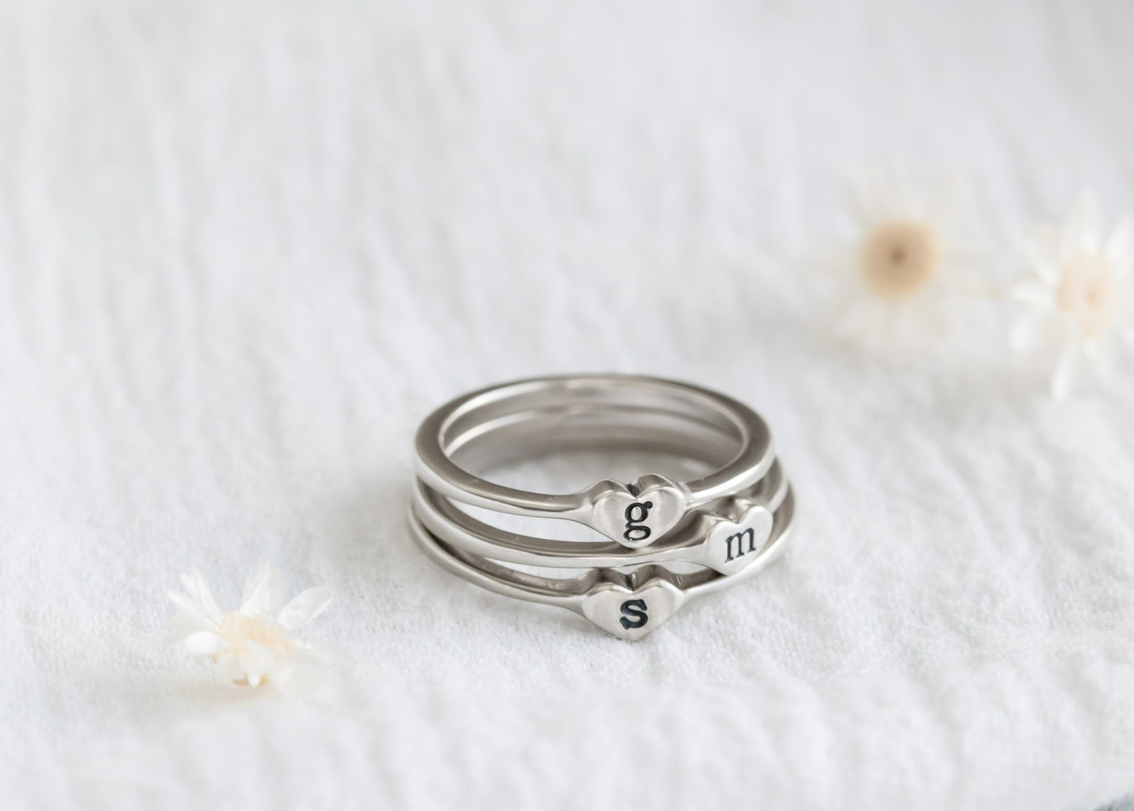 Sterling Silver Initial Ring for Women Personalized - Etsy