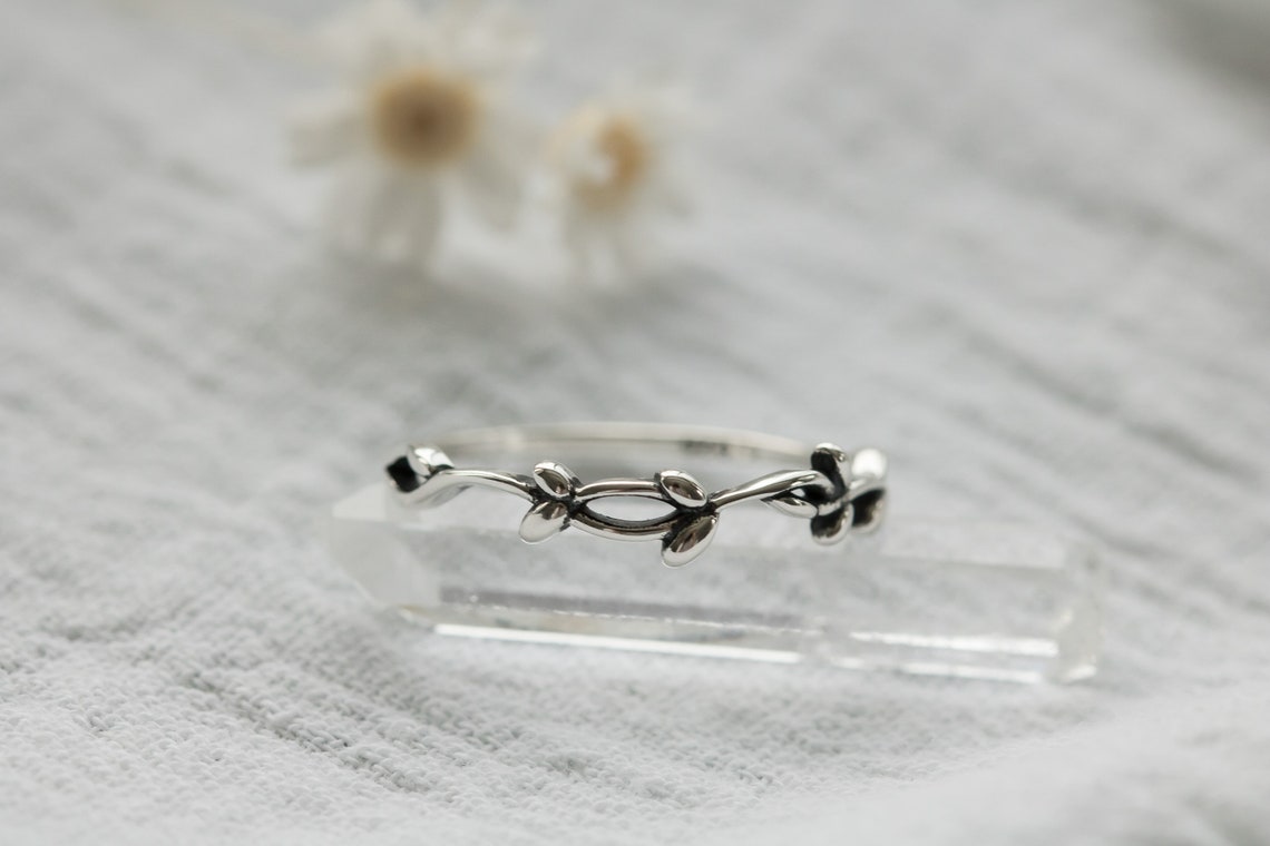 Sterling Silver Vine Ring Silver Leaf Ring Rose Vine Ring - Etsy