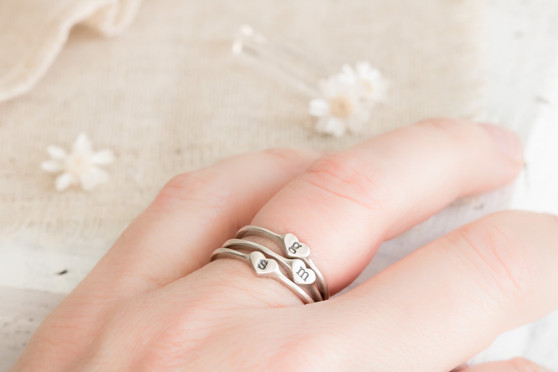 Sterling Silver Initial Ring for Women Personalized - Etsy