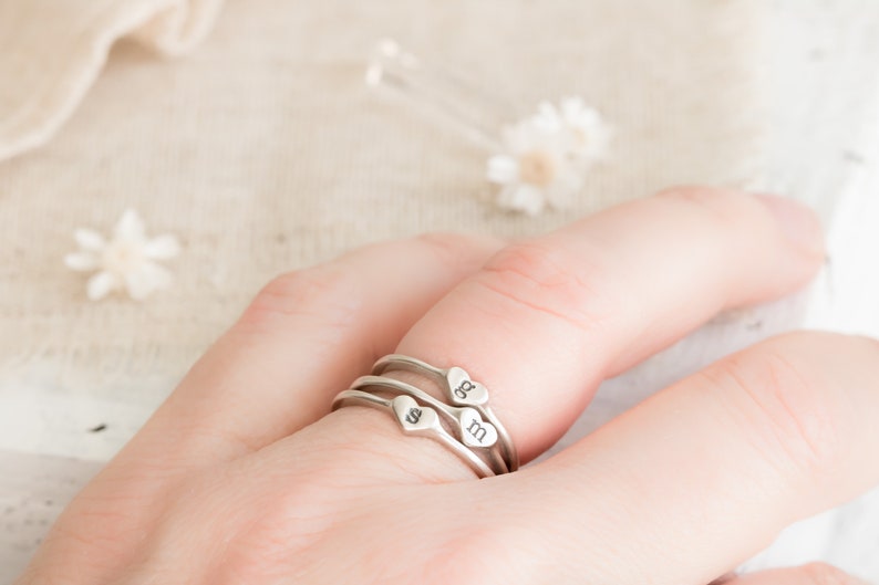 Sterling Silver Initial Ring for Women Personalized - Etsy