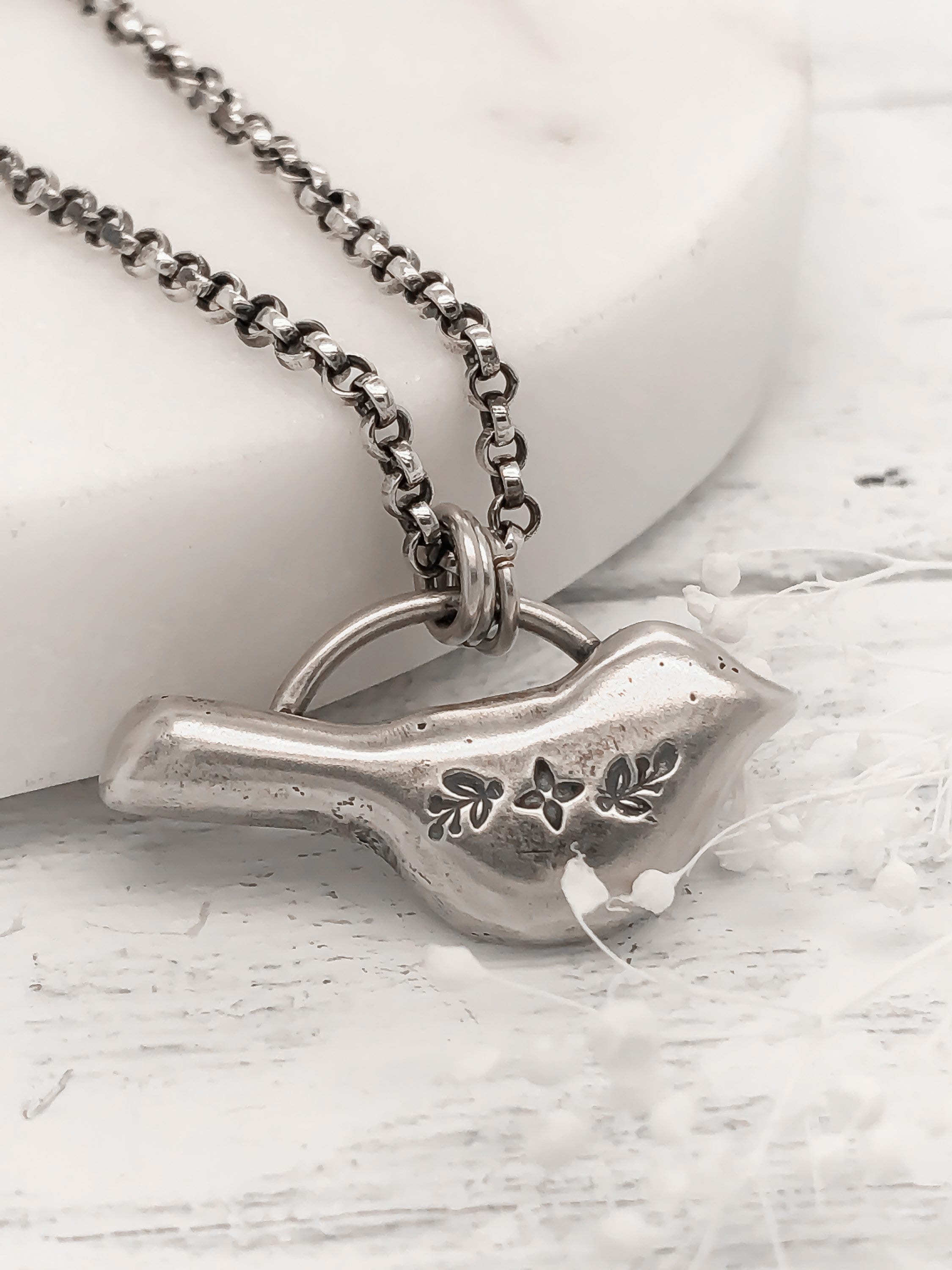 Sterling Silver Floral Bird Necklace • Bird Lover Gift • Nature Jewelry ...