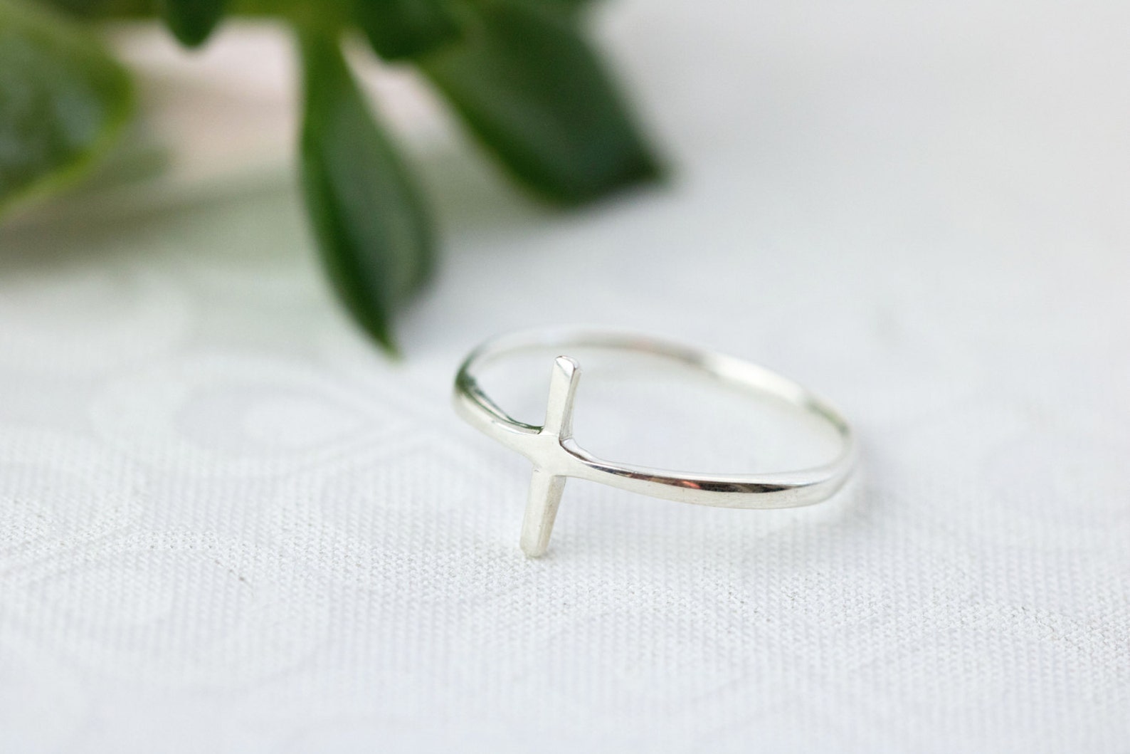 Sideways Cross Ring Sterling Silver Cross Ring Christian - Etsy