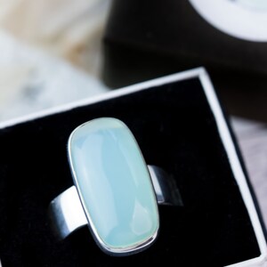 Sterling Silver Sea Green Aqua Chalcedony Stacking Ring Aqua Chalci ...