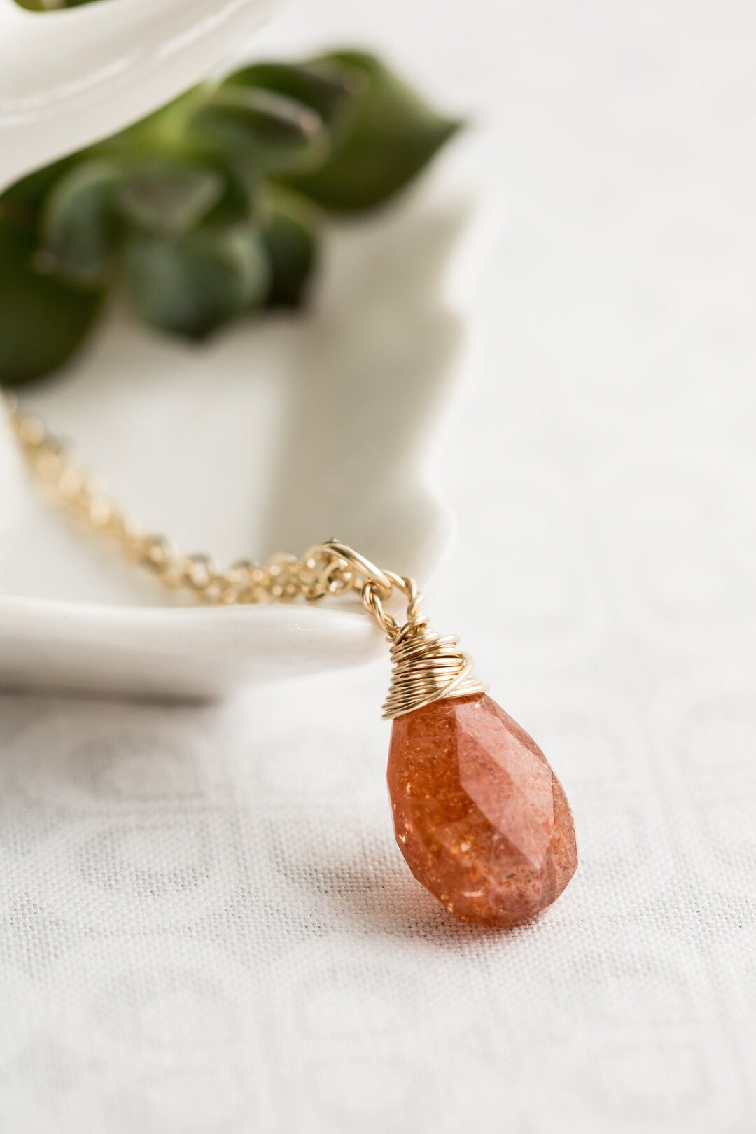 Gold Sunstone Necklace Faceted Sunstone Pendant Gold Filled - Etsy