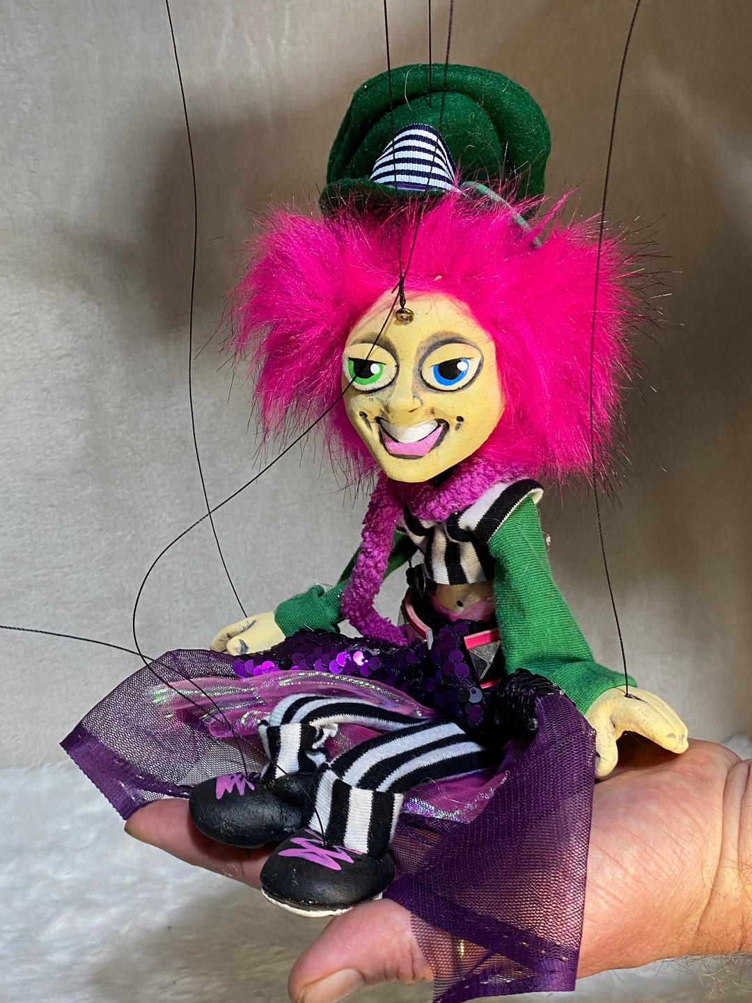 Miss Melania - Rainbow Mad Hatter Marionette - Etsy