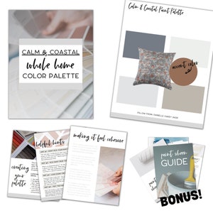 Calm Coastal Whole Home Paint Color Palette With Neutral & Blue - Etsy