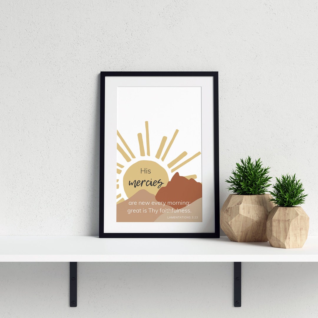 Boho Christian Wall Art, His Mercies Are New Every Morning ...
