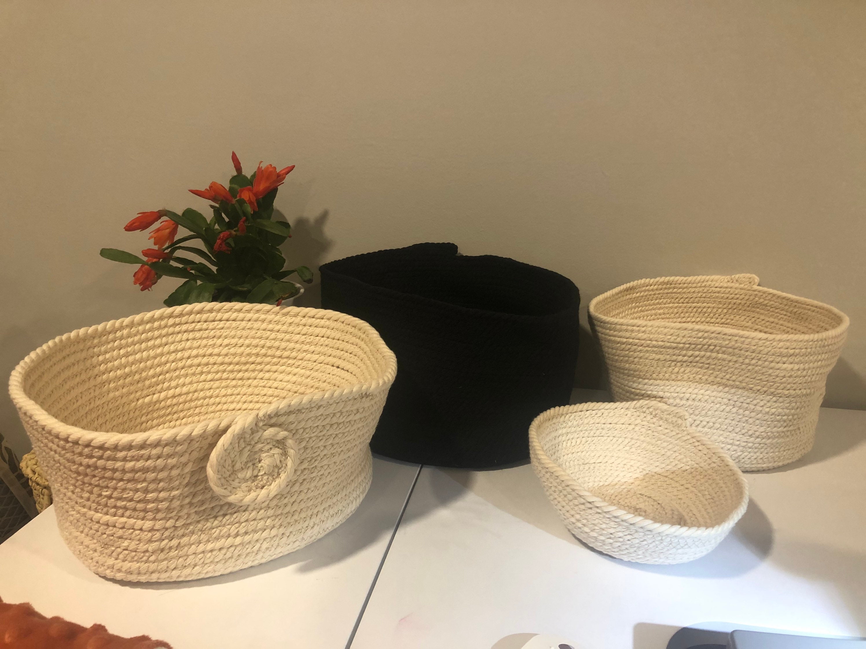 Large Cream Rope Basket - Etsy