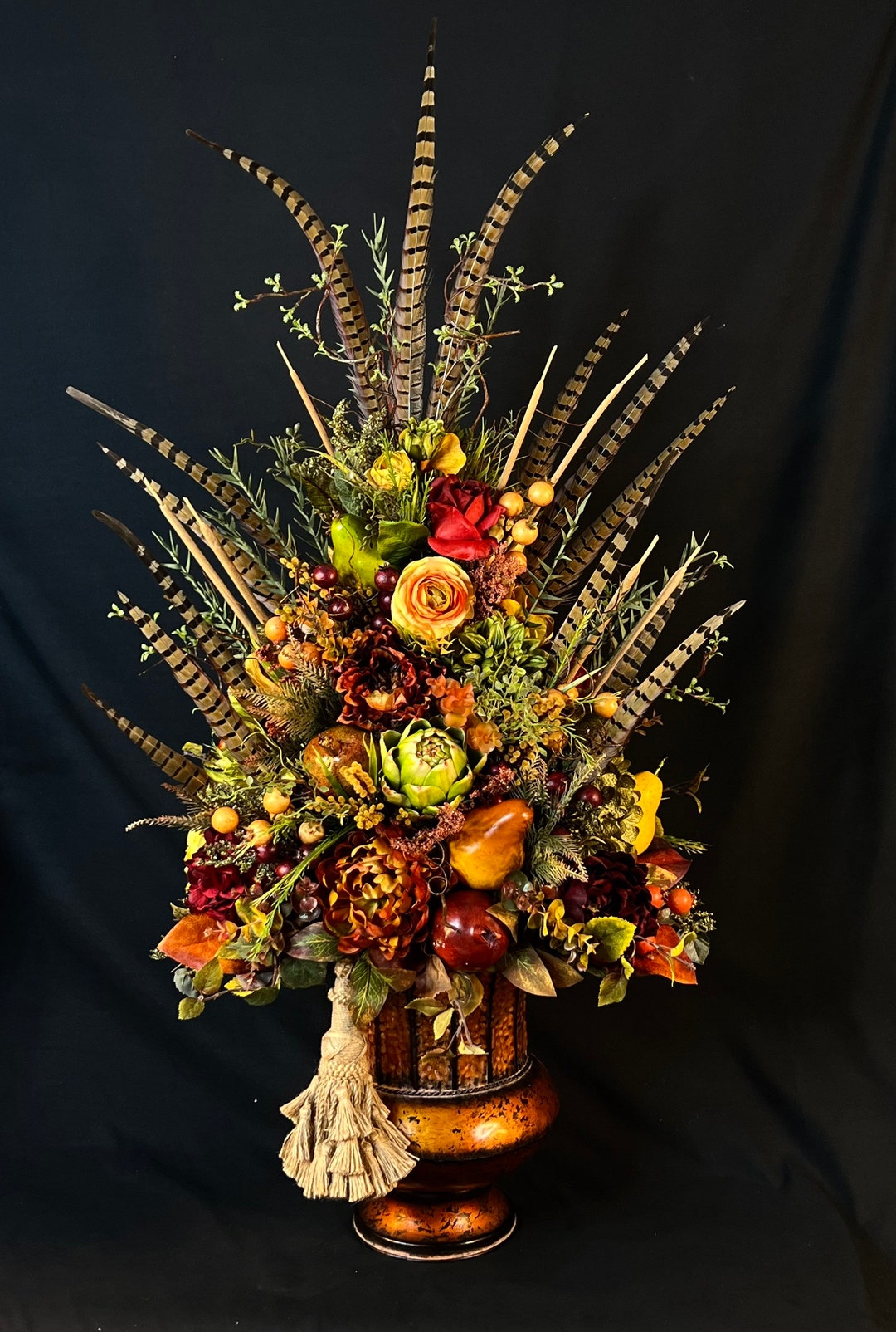 Large Tuscan Flat Backed Floral Arrangement,tuscany Decor,elegant ...