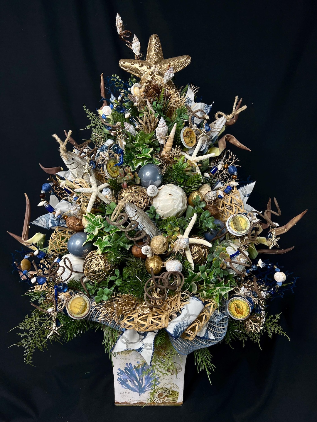 Lighted Coastal Tree,nautical Christmas Tree,shell Christmas Tree,beach ...