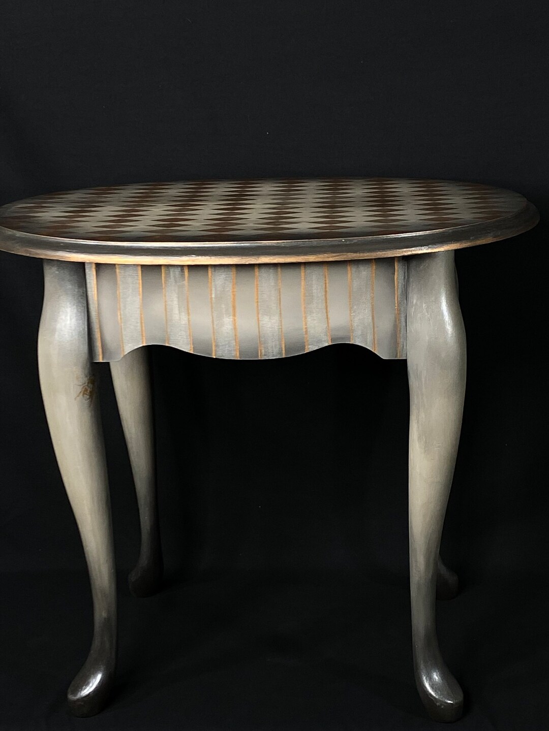 Grey Accent Table, Grey Metallic End Table,copper Harlequin Table ...