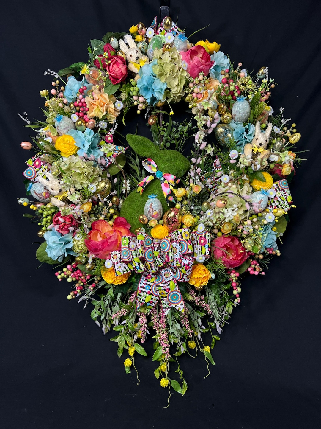 Large Lighted Easter Wreath,easter Bunny,luxury Easter Decoration ...