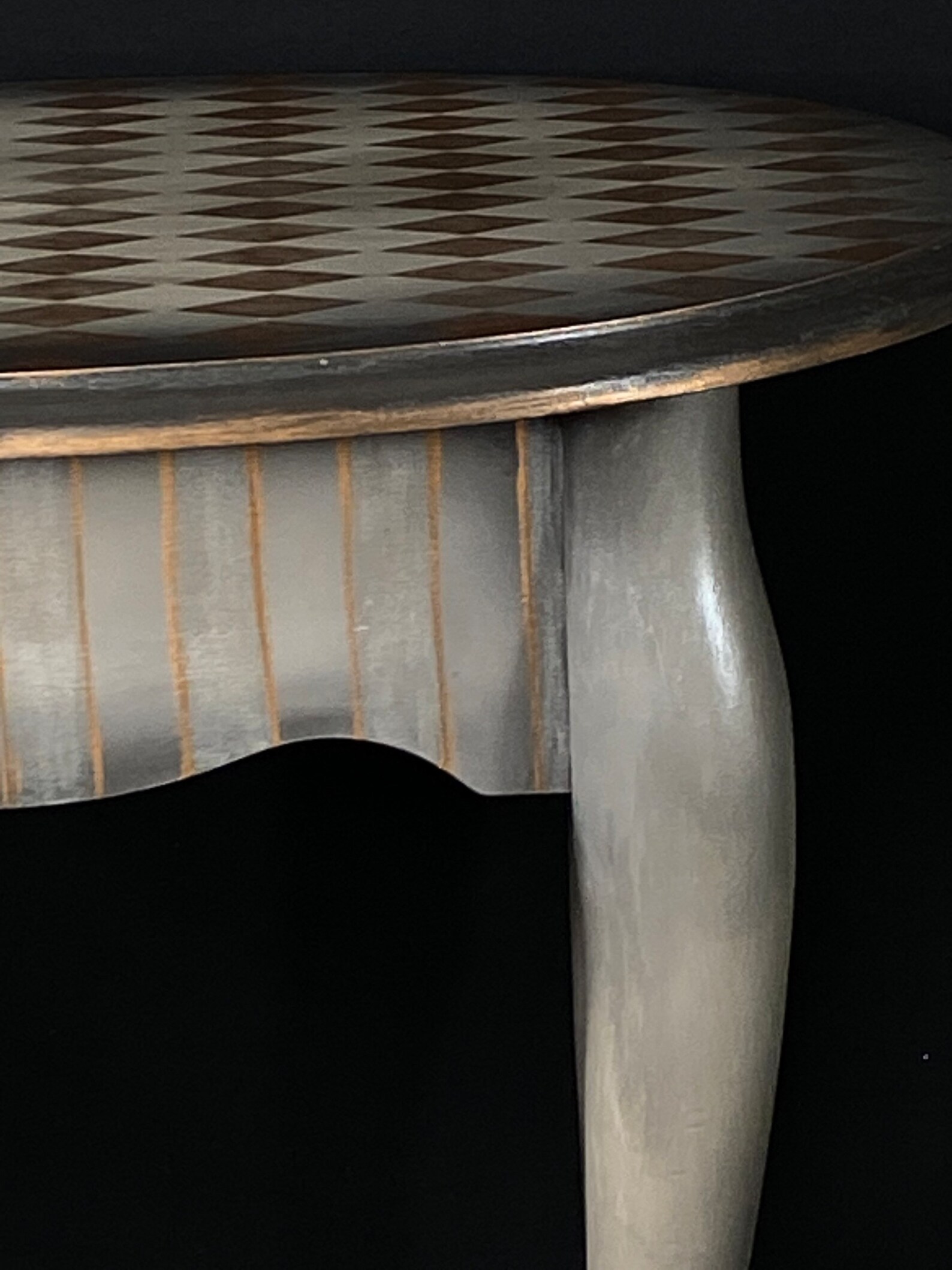 Grey Accent Table, Grey Metallic End Table,copper Harlequin Table ...
