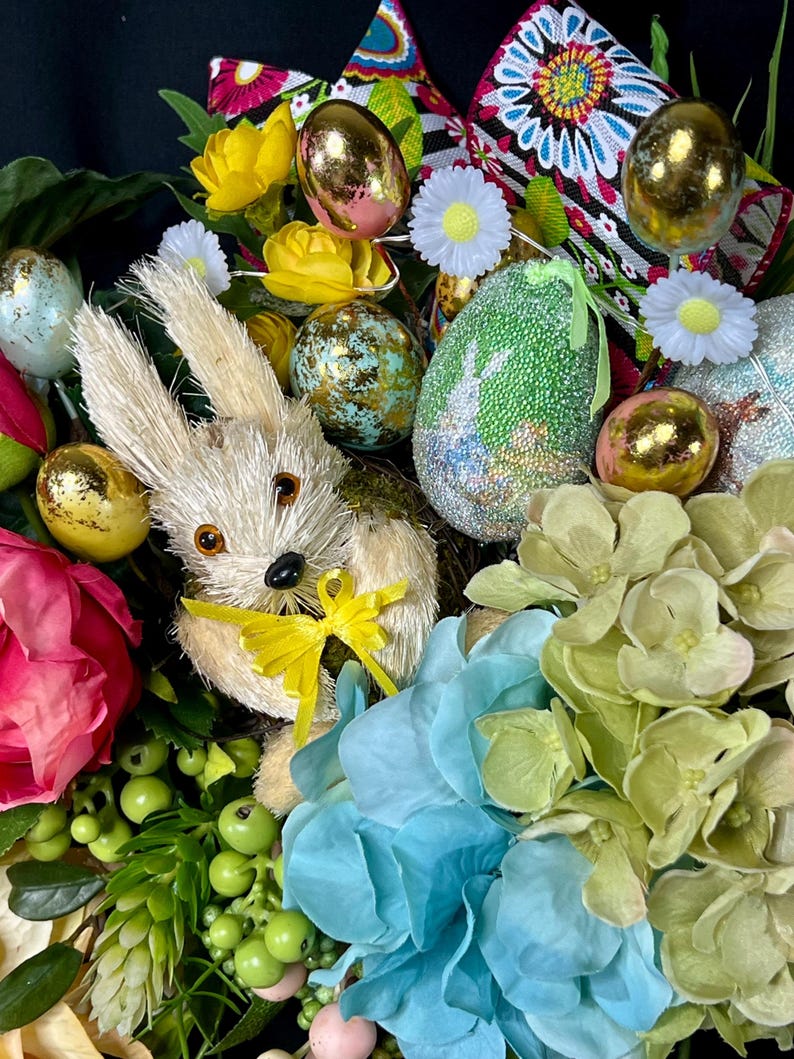 Large Lighted Easter Wreath,easter Bunny,luxury Easter Decoration ...