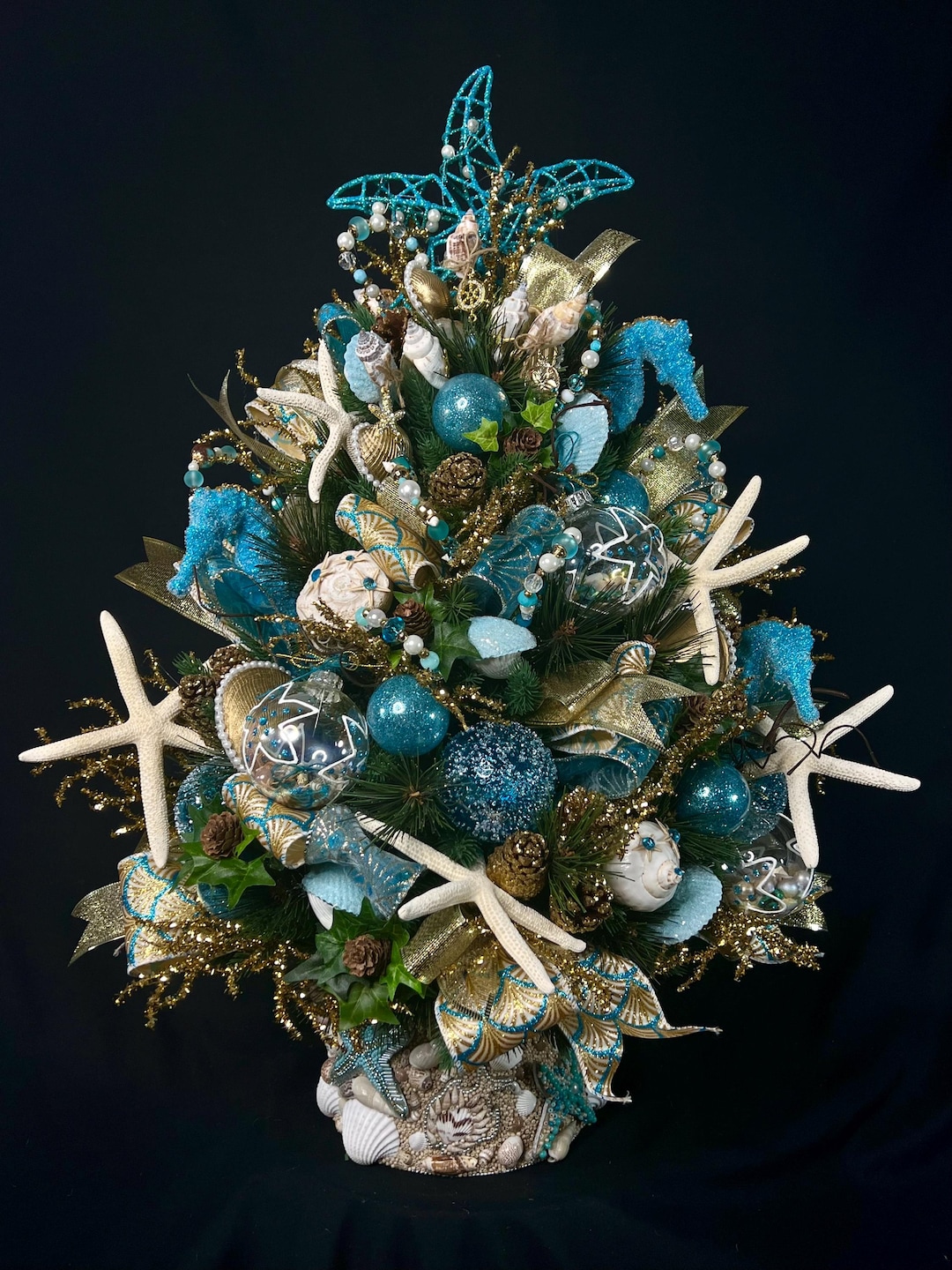 Lighted Coastal Themed Tree,nautical Christmas Tree,beach Wedding Decor ...
