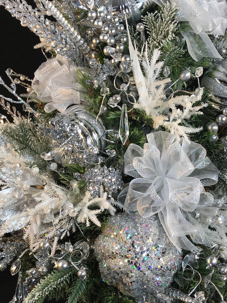 Elegant Lighted Silver Crystal Christmas Treesilver Table Top - Etsy