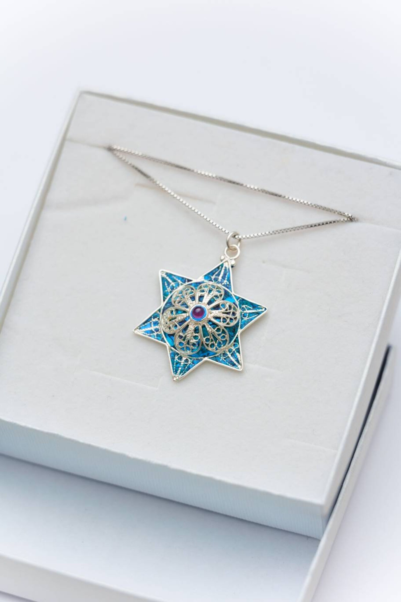 Israeli Star of David Necklaces Sterling Silver Filigree With - Etsy