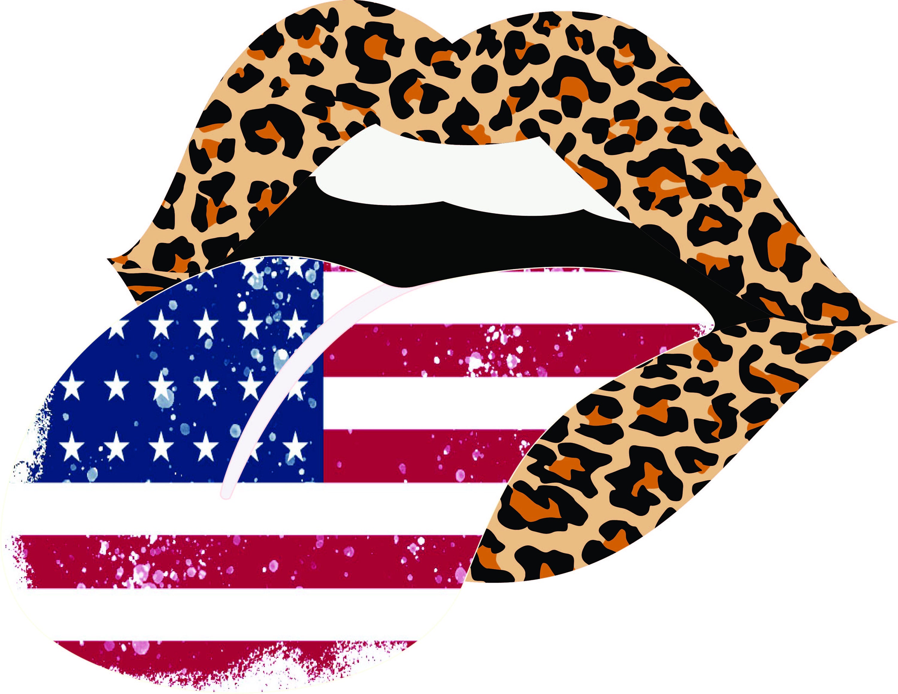 USA American Flag Lips Leopard Cheetah Print Png Digital Downloads ...
