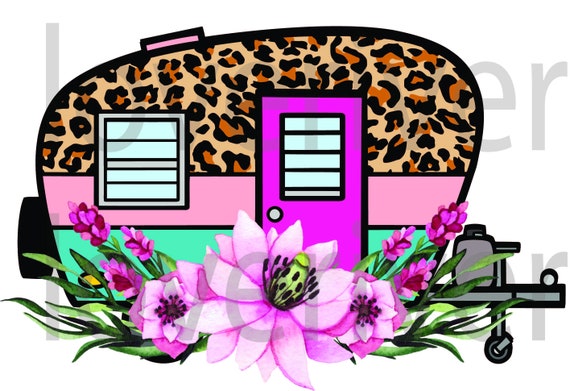 Camper Camping Leopard Sublimation Png Digital Download | Etsy