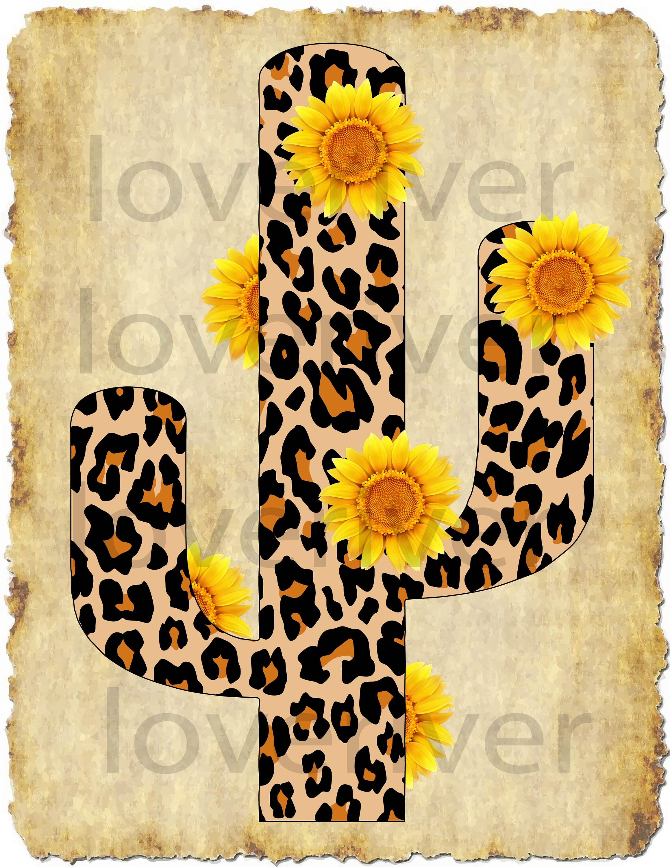 Leopard Cactus Sunflower PNG Sublimation Digital Download - Etsy