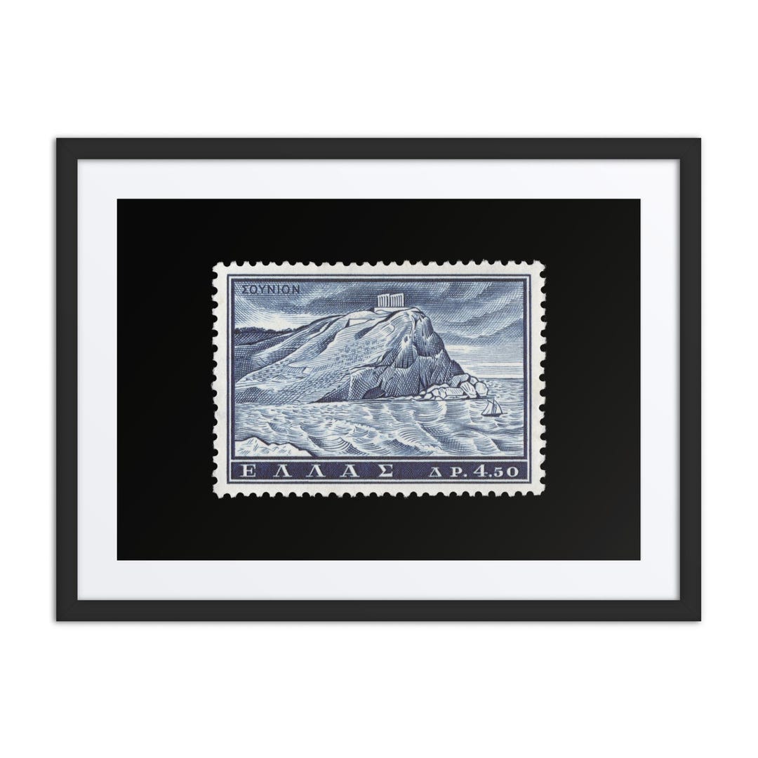 Greece Stamp #701 - 1961 - Temple of Poseidon - Framed + Matted Print ...